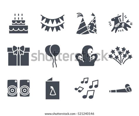 파티 아이콘 솔리드 글리프 팩 세트 스톡 벡터로열티 프리 521240146