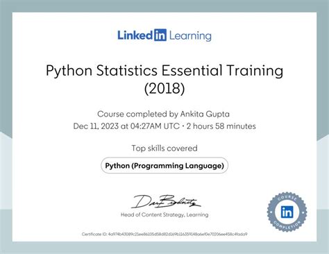 ankita gupta on linkedin certificate of completion