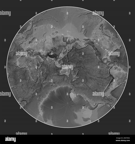 Solomon Sea Tectonic Plate On The Grayscale Elevation Map In The Lagrange Oblique Projection
