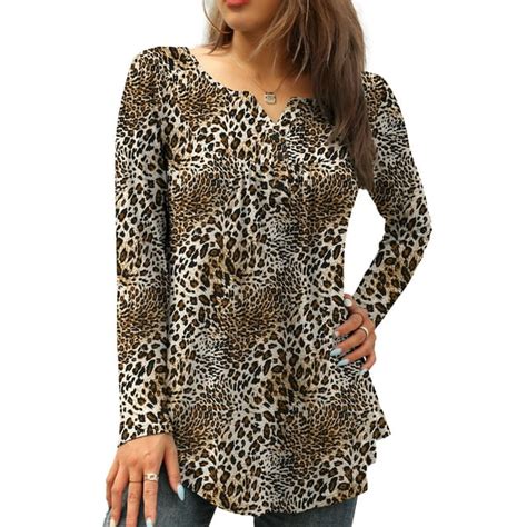 Folunsi Womens Plus Size Tunic Tops Long Sleeve Casual Floral Henley