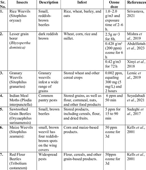 Summary Of Major Stored Grain Insects And Its Ozone Treatment Download Scientific Diagram