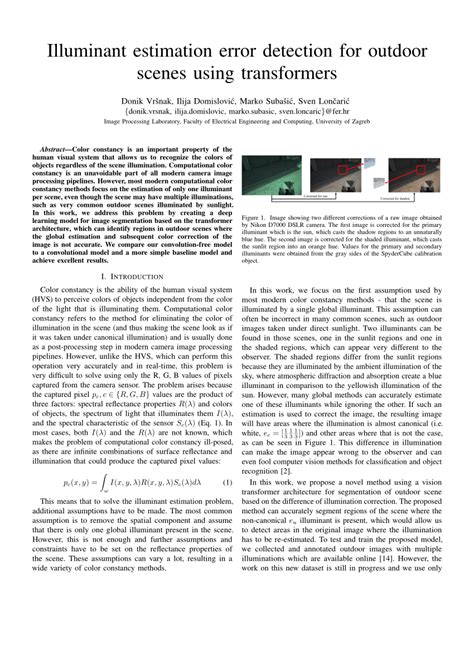 Pdf Illuminant Estimation Error Detection For Outdoor Scenes Using