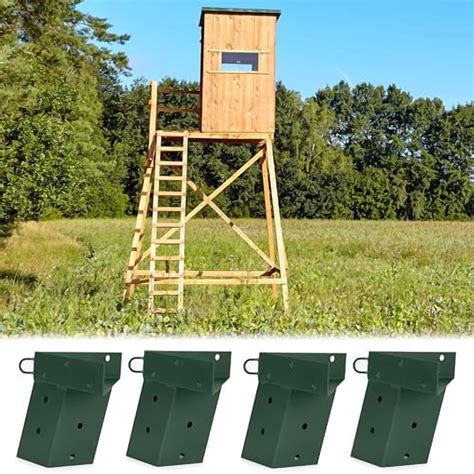 Deer Stand Brackets 4x4 Green Powder Coated Steel Elevator Brackets