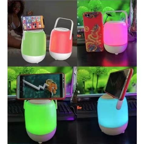 Portable Wireless Rechargeable Speaker Nightlight Speakers With Led Lamp Music Box Phone Holder