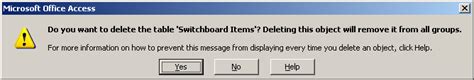 MS Access 2007 Delete Remove The Switchboard