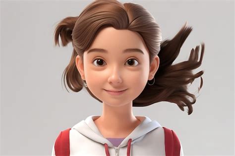 Premium Ai Image 3d Cartoon Cute Girl