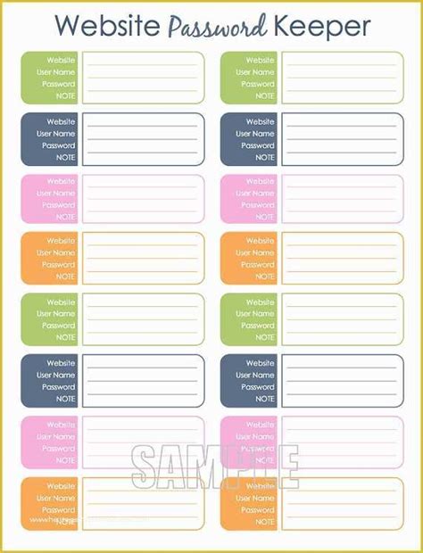 Free Password Keeper Template Printable Heritagechristiancollege