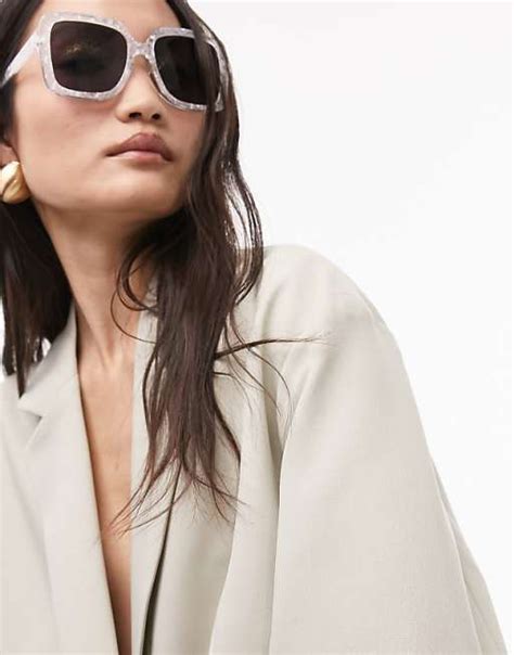 Topshop Flare Squared Sunglasses In White Asos