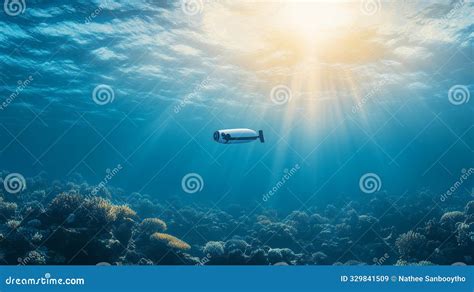 Underwater Drone Discovering Deepsea Volcanic Vent Redorange Glow Black Background Closeup Robot