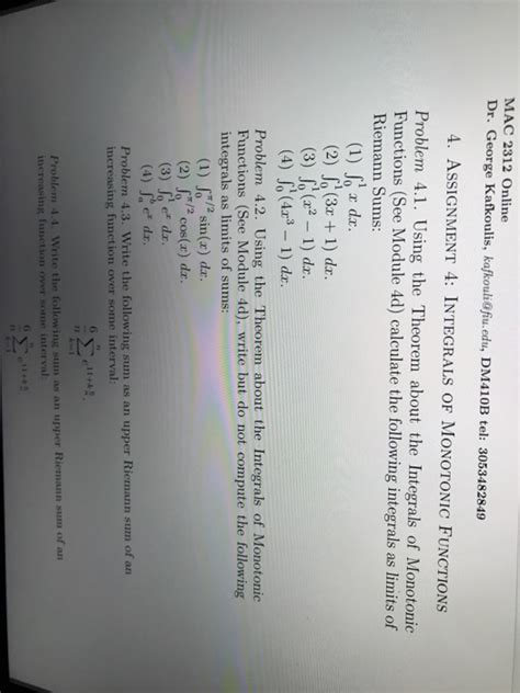 Solved Using The Theorem About The Integrals Of Monotonic