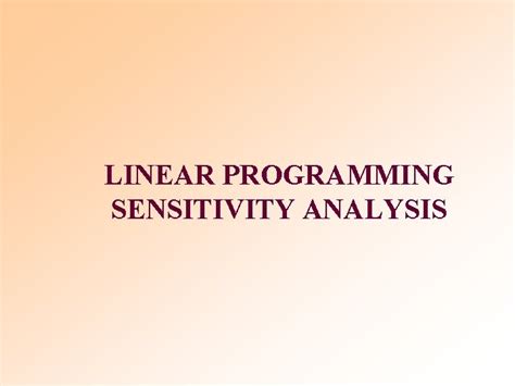 linear programming sensitivity analysis learning objectives learn