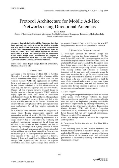 Pdf Protocol Architecture For Mobile Ad Hoc Networks Using