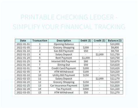 Free Printable Checking Ledger Templates For Google Sheets And Microsoft Excel Slidesdocs