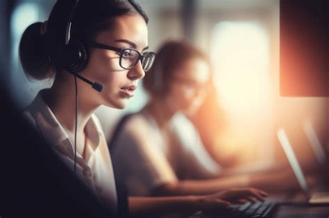 Premium Ai Image Call Center Work Woman Indian Operator Generate Ai