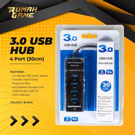 Jual USB HUB 3 0 High Speed 4 Hub Port 30cm 120cm Cable USB 3 0 Hitam Biru Usb Sambungan