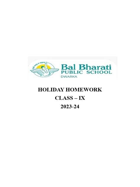 Holiday Homework Class Ix 2023 24 Pdf Cell Biology Creativity