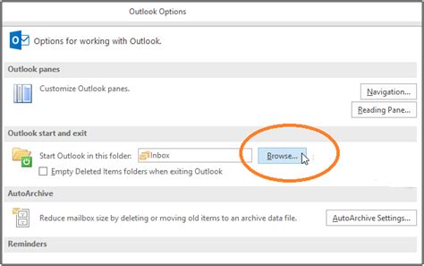 Microsoft Outlook Change The Default Startup Folder