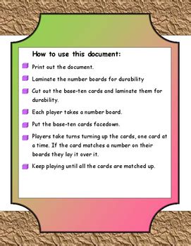 Base Ten Blocks Matching Game By Rasha S Store TpT