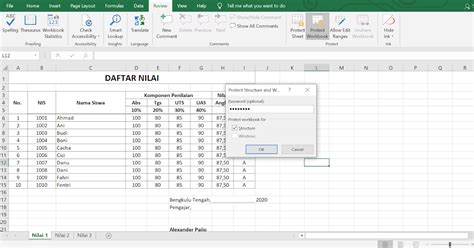 Cara Memproteksi Workbook Proteksi Level Workbook Pada File Excel Tutup Kurung