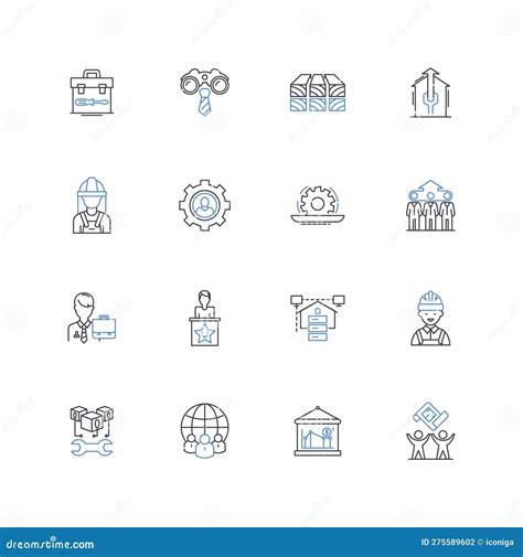Production Center Line Icons Collection Manufacturing Assembly Fabrication Construction