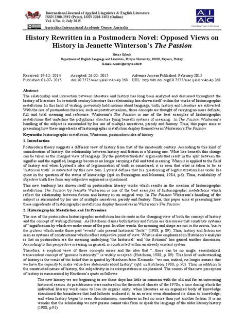 Historiographic Metafiction Pdf Historiography Postmodernism