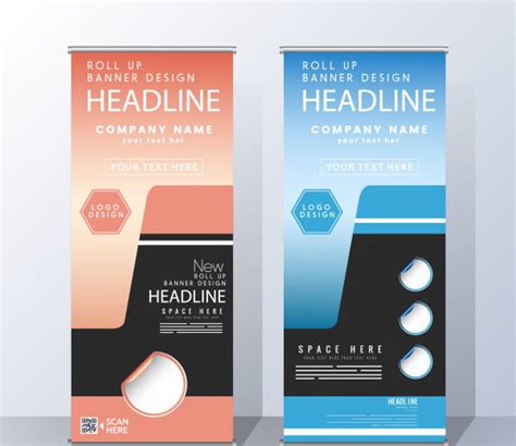 기업 배너 템플릿 다채로운 현대 Standee 모양 장식 Ai Eps Uidownload