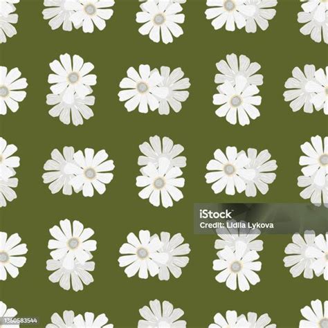 자유형 스타일로 매끄러운 카모마일 패턴 다채로운 배경에 봄 꽃 직물에 대한 벡터 그림 귀여운에 대한 스톡 벡터 아트 및 기타