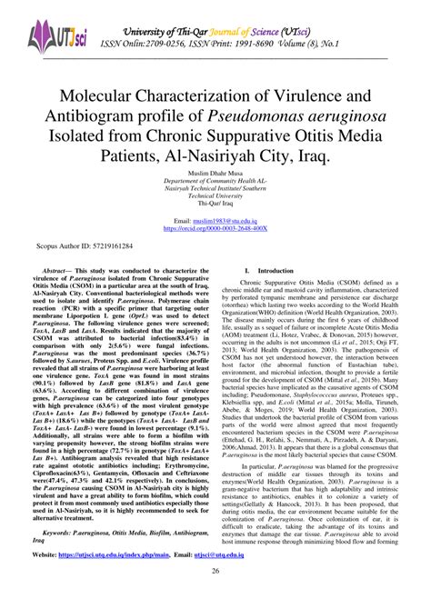 Pdf Molecular Characterization Of Virulence And Antibiogram Profile Of Pseudomonas Aeruginosa