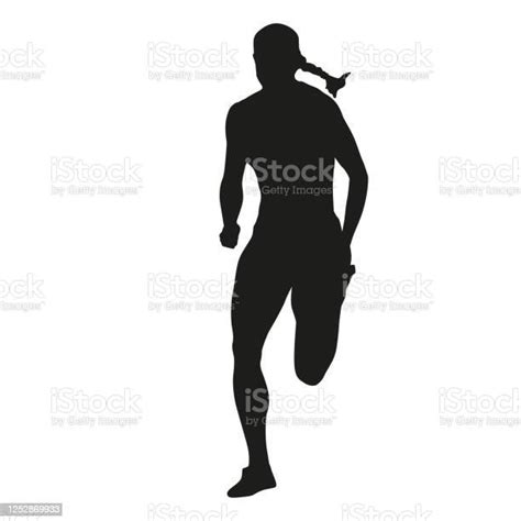 달리는 여자 달리기 운동 선수 전면 보기 절연 벡터 실루엣 Championship에 대한 스톡 벡터 아트 및 기타 이미지 Championship 건강한 생활방식 경기