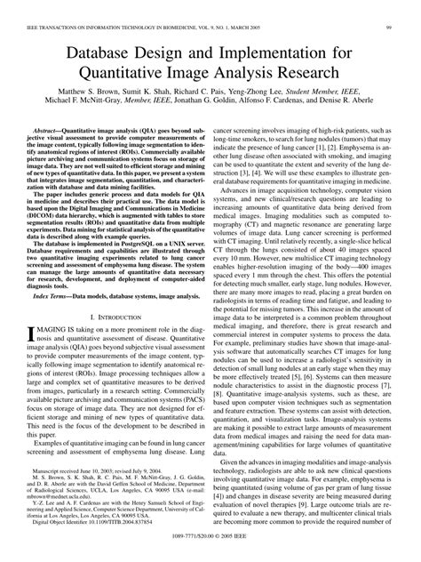Pdf Database Design And Implementation For Quantitative Image