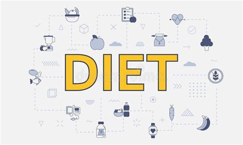 Diet Plan Concept With Icon Set With Big Word Or Text On Center Stock Illustration