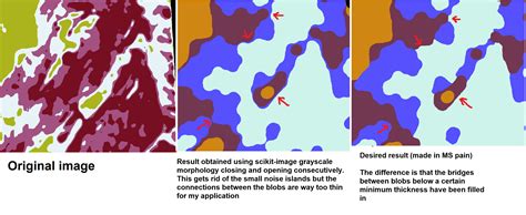 Python How To Remove Islands Smaller Than A Given Radius And Specify