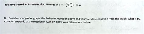 Solved You Have Created An Arrhenius Plot Where In K Temperature In Kelvin In A Pre