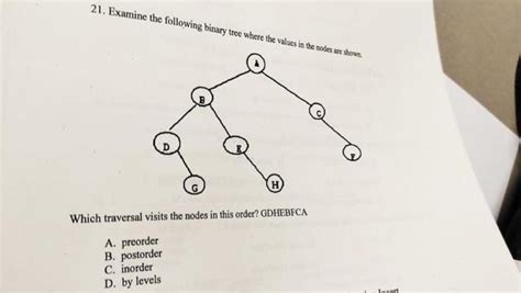 solved 21 examine the following binary tree where the