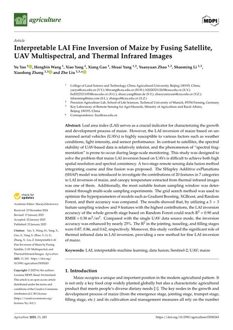 pdf interpretable lai fine inversion of maize by fusing satellite