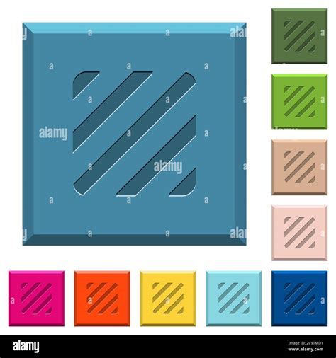 texture engraved icons on edged square buttons in various trendy colors