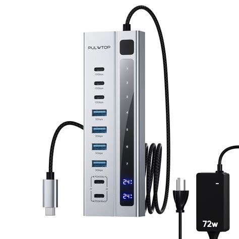 Powered Usb C Hub Pulwtop 9 In 1 Usb C Hub Suppprt 10gbps And Pd 45w Max Charging Not Support