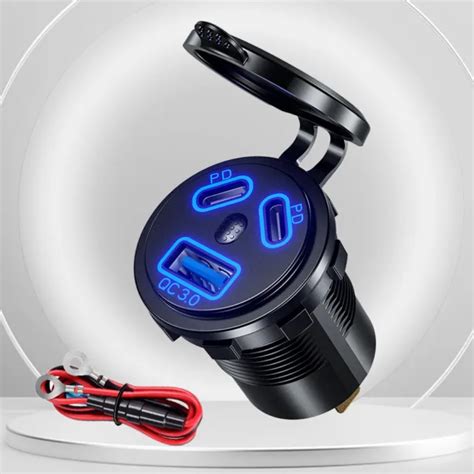 W Fast Charge Adapter Dual Pd Type C Car Power Adapter Qc With Wire Eur Picclick Fr