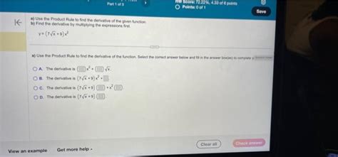 solved a use the product rule to find the denvative of the
