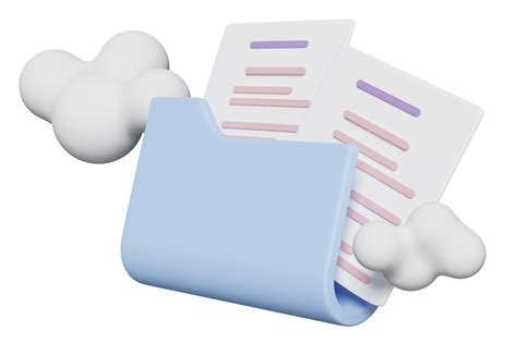 3d Folder Icon With Cloud Isolated Storage Download Data Transfering Datacenter Connection