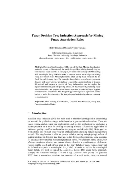 pdf fuzzy decision tree induction approach for mining fuzzy