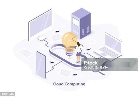 Cloud Computing Modern Flat Design Isometric Concept Including Servers Storage Databases