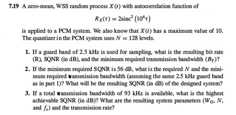 Solved 719 A Zero Mean Wss Random Process Xt With