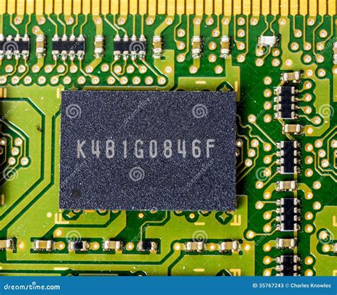 single memory chip on a computer board stock image image of plug