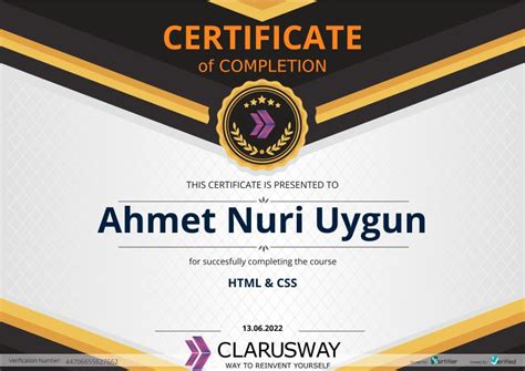 Ahmet Nuri Uygun On Linkedin Clarusway Html Css Certification