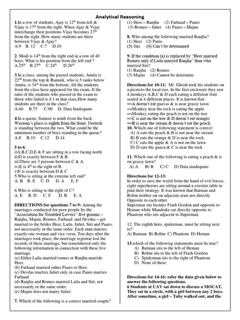 Analytical Reasoning Updated Pdf