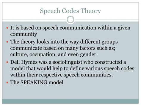 Ppt Muted Group Theory And Speech Codes Theory Powerpoint Presentation