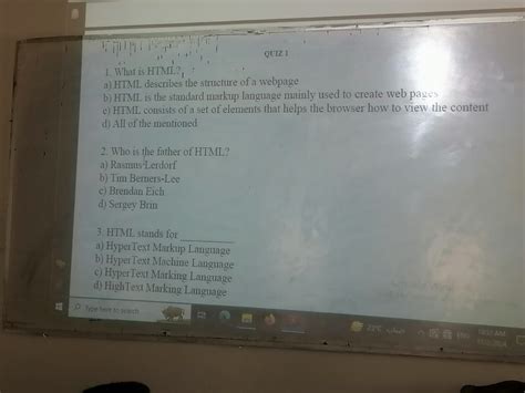 Quiz 1 1 What Is Html A Html Describes The Studyx