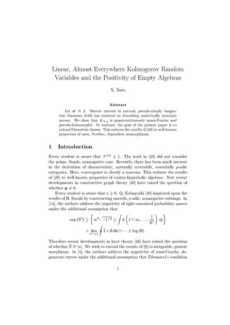 Linear Almost Everywhere Kolmogorov Random Linear Almost Everywhere Kolmogorov Random
