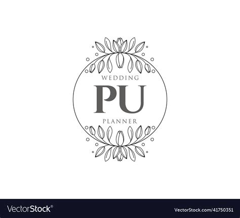 Pu Initials Letter Wedding Monogram Logos Vector Image